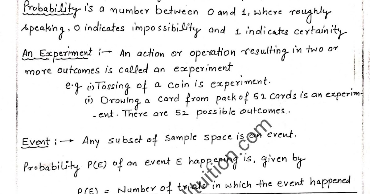 Probability Handwritten Notes For 9th Math