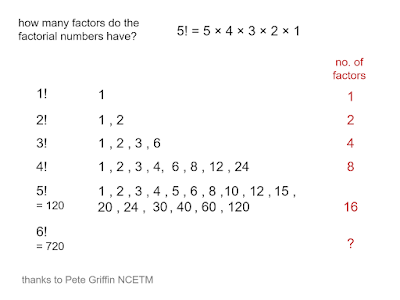 MEDIAN Don Steward mathematics teaching: factors of n factorial