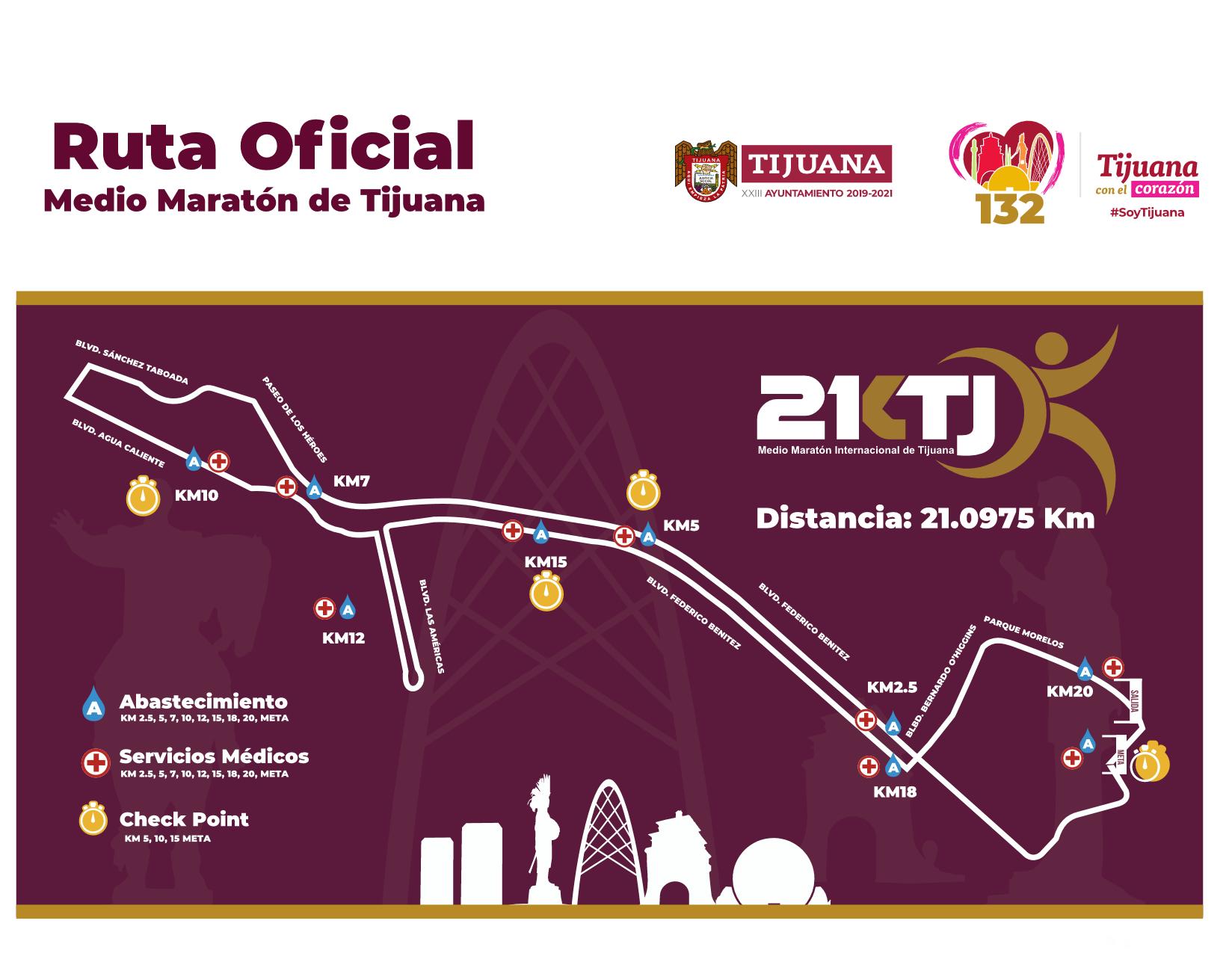 🏅 Ruta Oficial 🛣 🎉 Medio Maratón Internacional Tijuana 2021. - Yo ...
