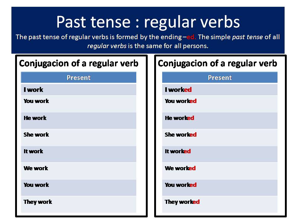 Simple past tense regular verbs