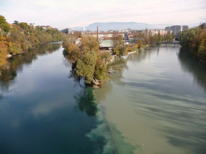 Confluence of Rhone and Arve Rivers | Geneva, Switzerland