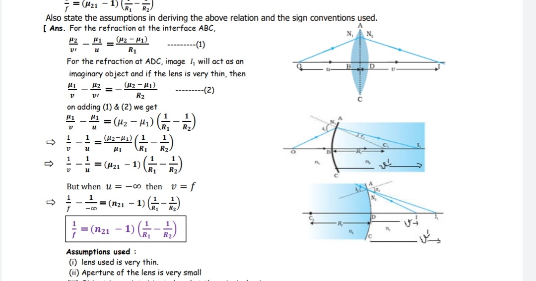 Refraction Through Spherical Surfaces And Lens Maker Formula