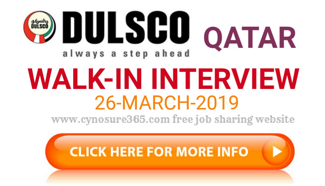 WALK-IN FOR ADMIN ASSISTANT AT DULSCO – QATAR ON 26 - MARCH 2019 ...