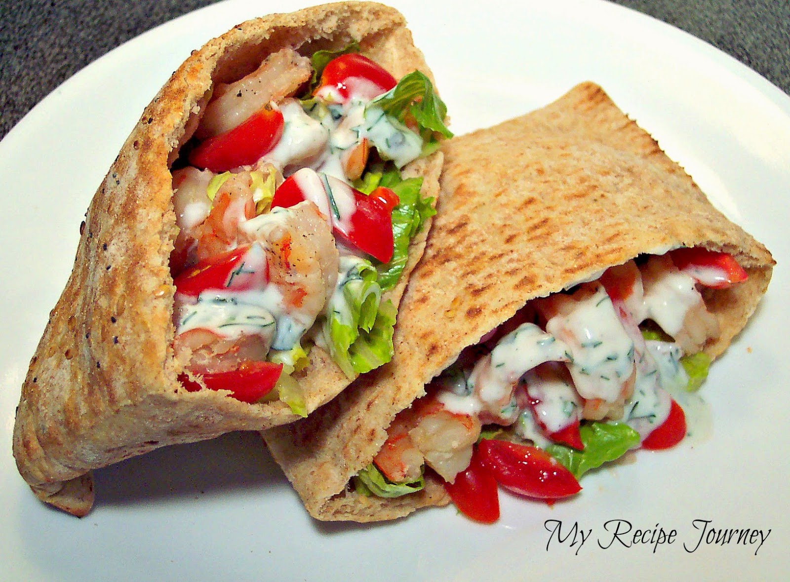 My Recipe Journey: Grilled Shrimp Greek Pitas