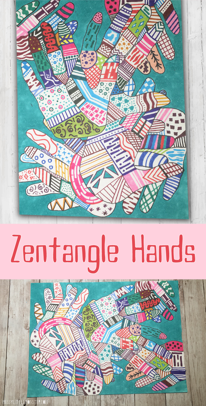 Zentangle Hands Art Project - Messy Little Monster