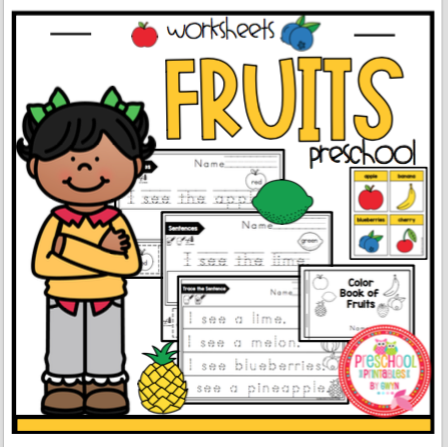 Fruit Worksheets with Sentences "No Prep" ~ Preschool Printables