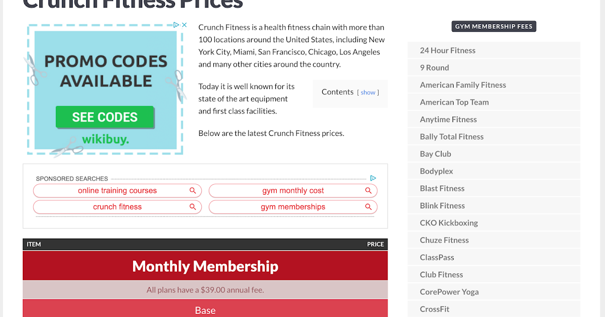 Crunch Fitness Prices