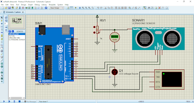 Simulasi Ultrasonik Arduino dengan Proteus
