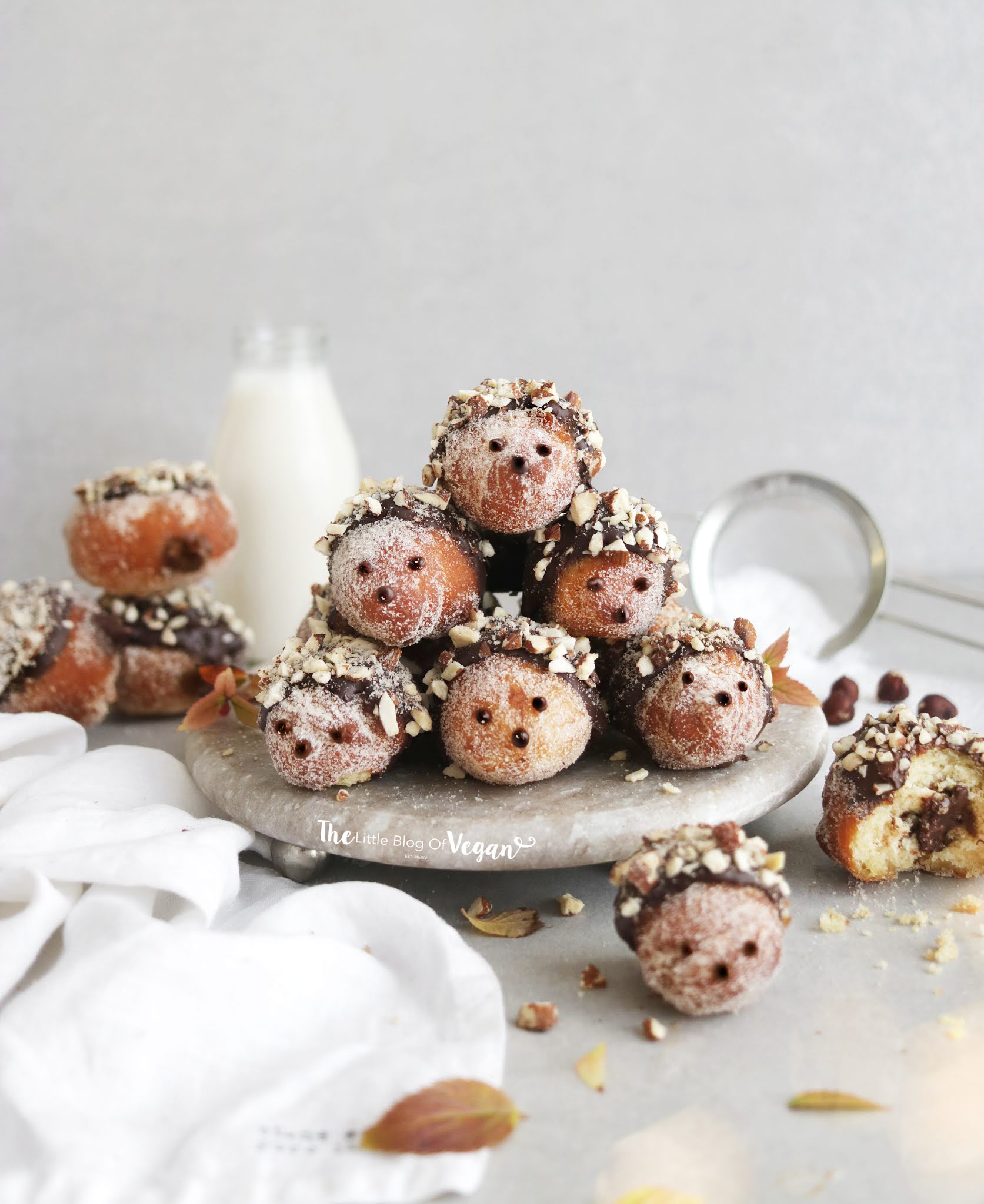 Vegan Nutella hedgehog doughnut hole recipe - The Little Blog Of Vegan