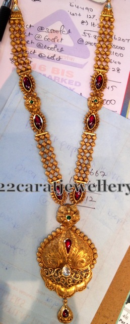 New Gold Long Set 44 Gms - Jewellery Designs