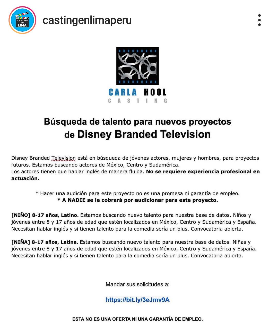 CASTING DISNEY BRANDED TELEVISION, BÚSQUEDA de nuevos talentos para ...