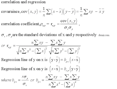 mixture: correlation and regression formulae