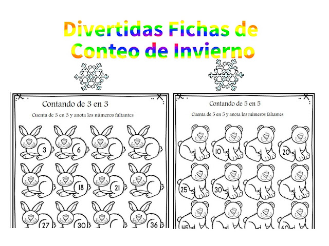 Excelentes Fichas de Conteo de Invierno Preescolar y Primaria ...