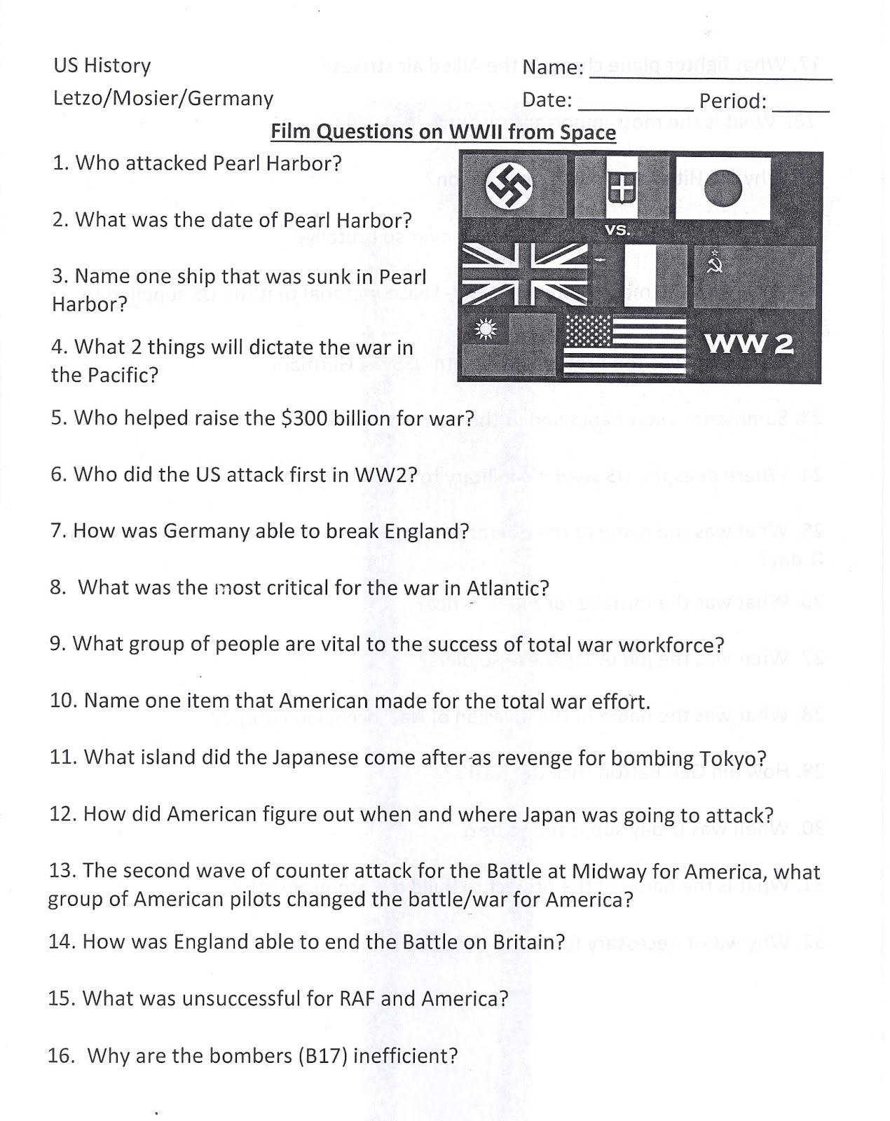 Mr. E's U.S. History and Black History Page: Unit 9 - World War II