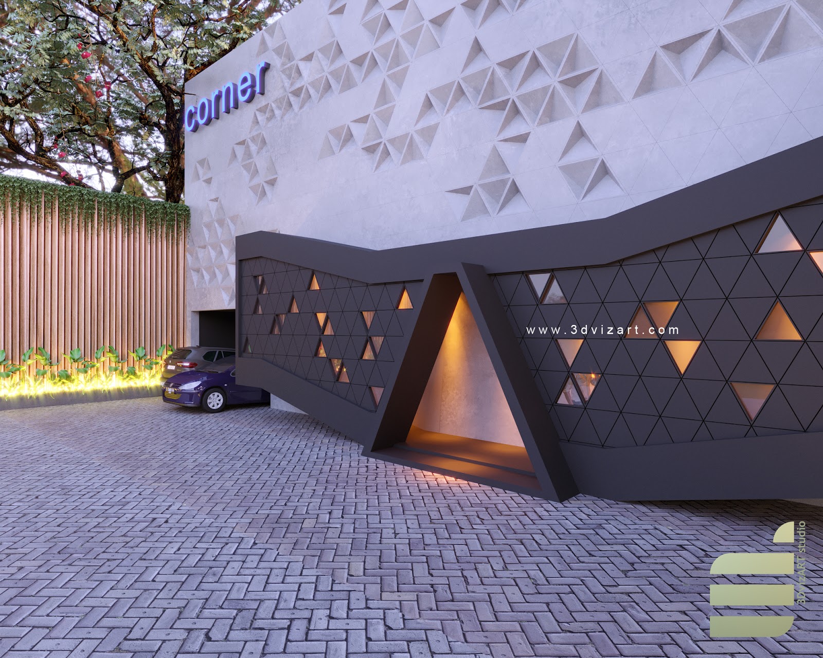 Night Club Facade | 3DvizART studio ARTchitecture & interior