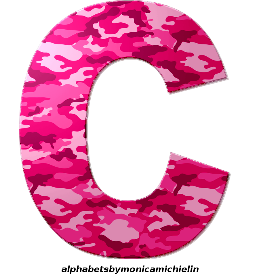 M. Michielin Alphabets: 4-PINK CAMOUFLAGE BIG ALPHABET PNG