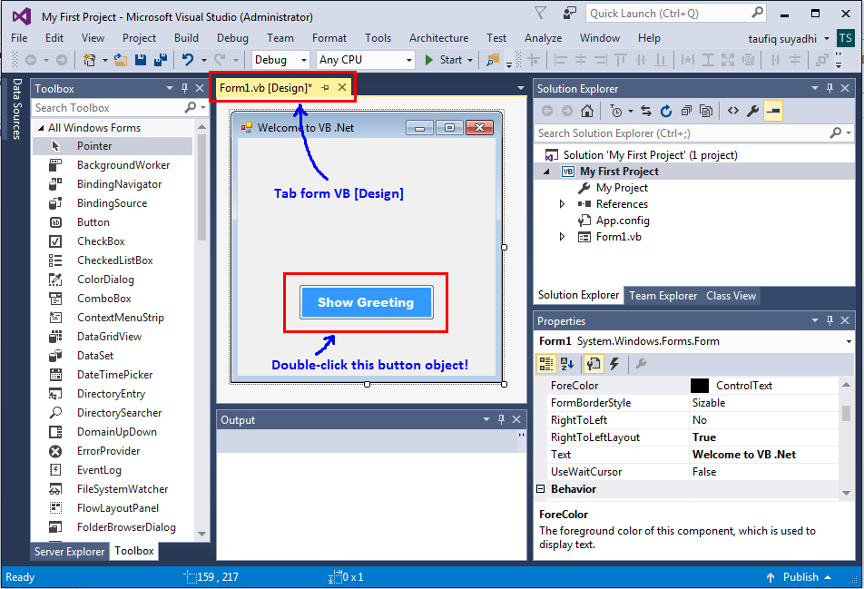 My First Windows Application Project Using Visual Basic .Net | Robotics ...