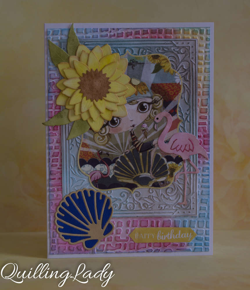 Quilling Lady: Verity rose card with a sunflower