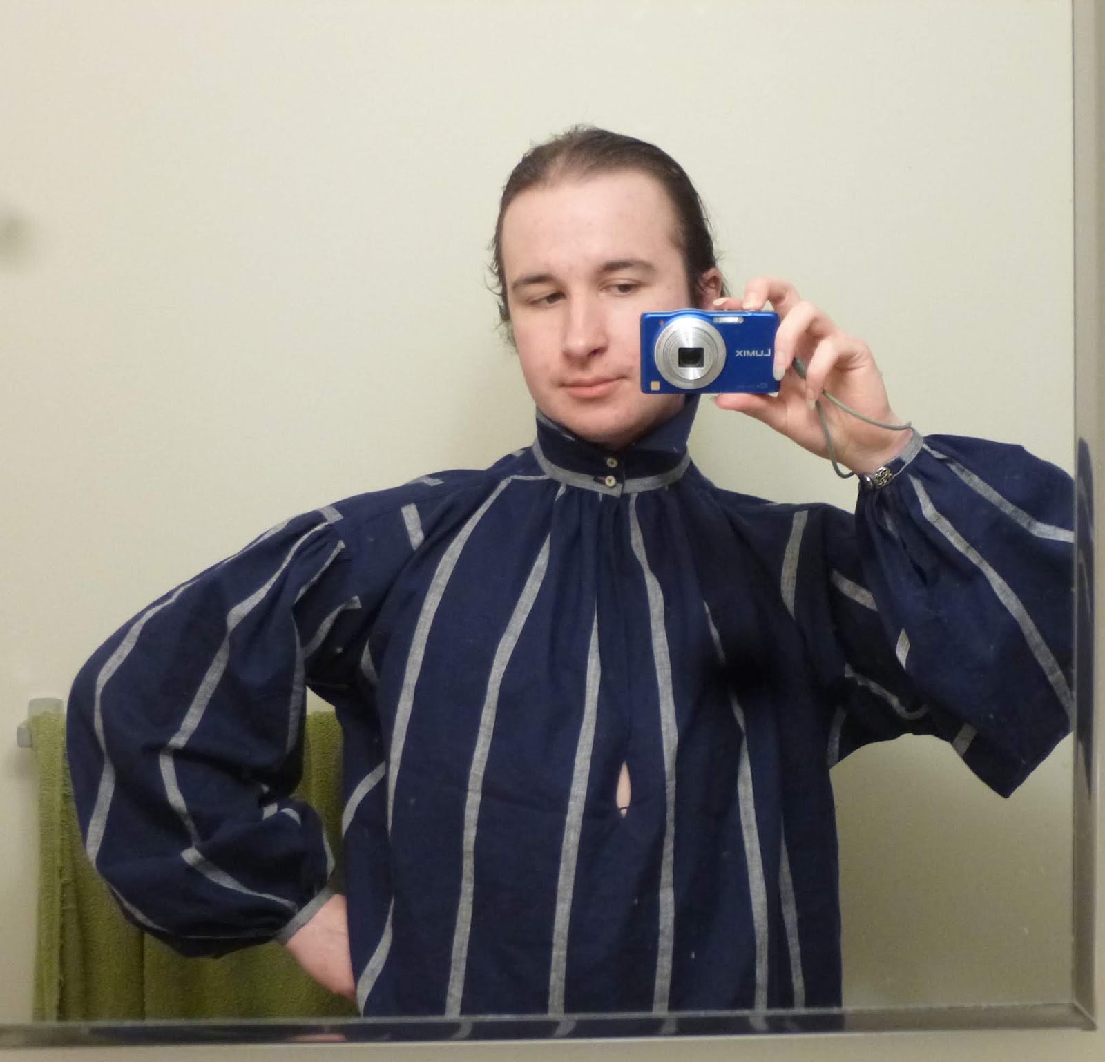 The Prettiest Gentleman About Town: Dark Blue & Grey Striped Shirt