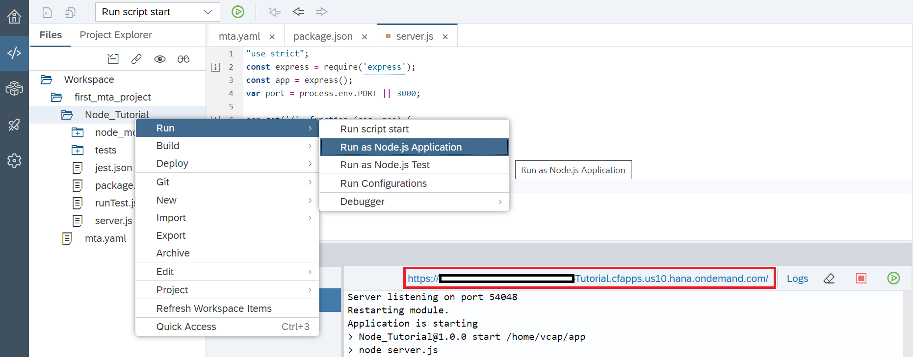 SAP TUTORIALS: 10 Seconds to create and deploy sample Node.js application SAP Cloud Foundry