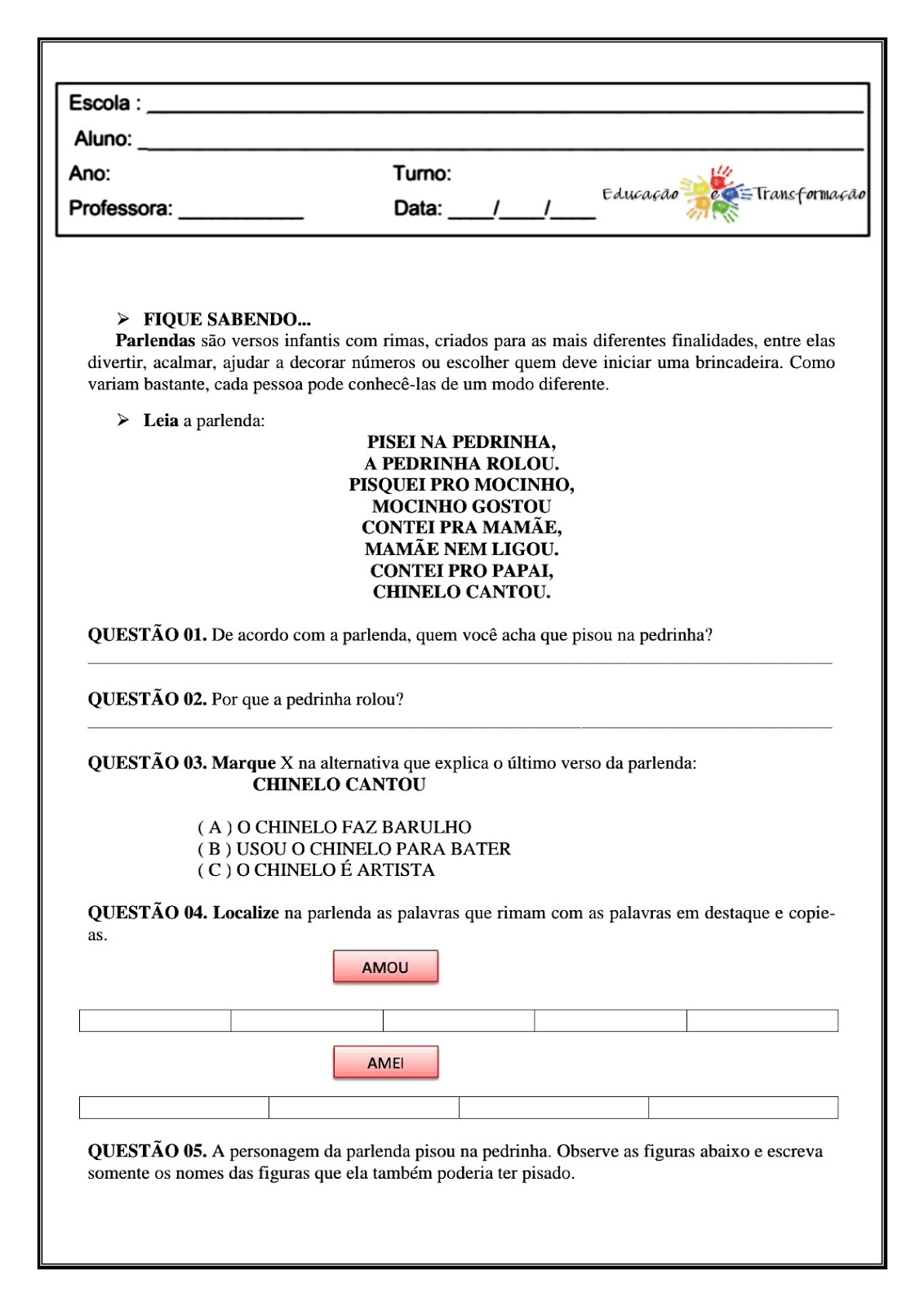 Interpretação e gramática Atividade de língua portuguesa para trabalhar ... Interpretação e gramática Atividade de língua portuguesa para trabalhar ...