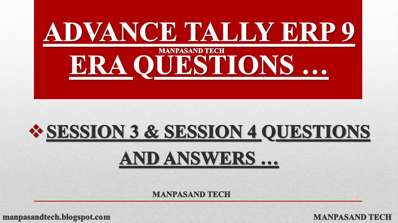 ADVANCE TALLY ERA | ADVANCE TALLY ERP 9 ERA SESSION 3 & 4 QUESTIONS AND ...