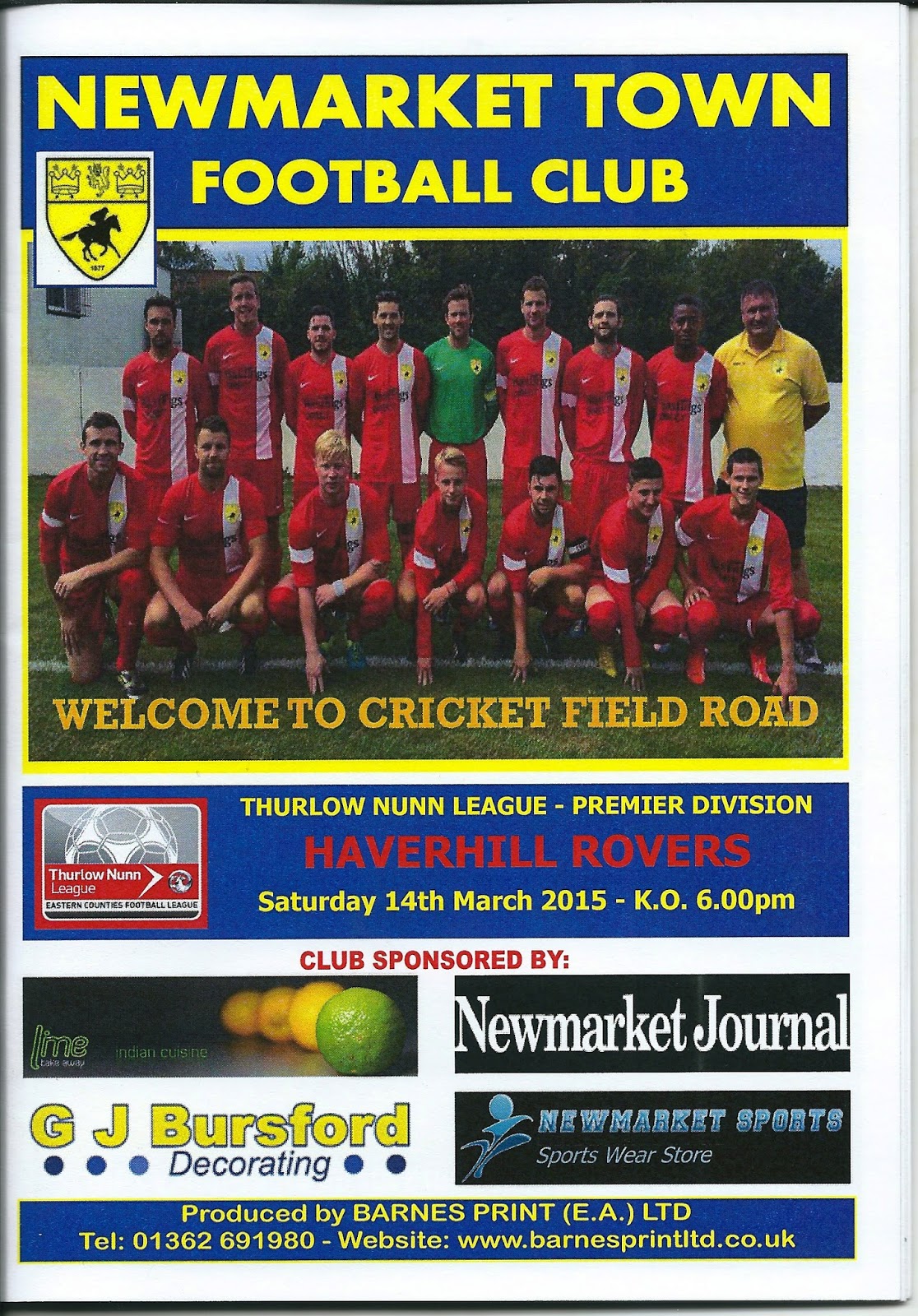 Football Grounds visited by Richard Bysouth: Newmarket Town FC