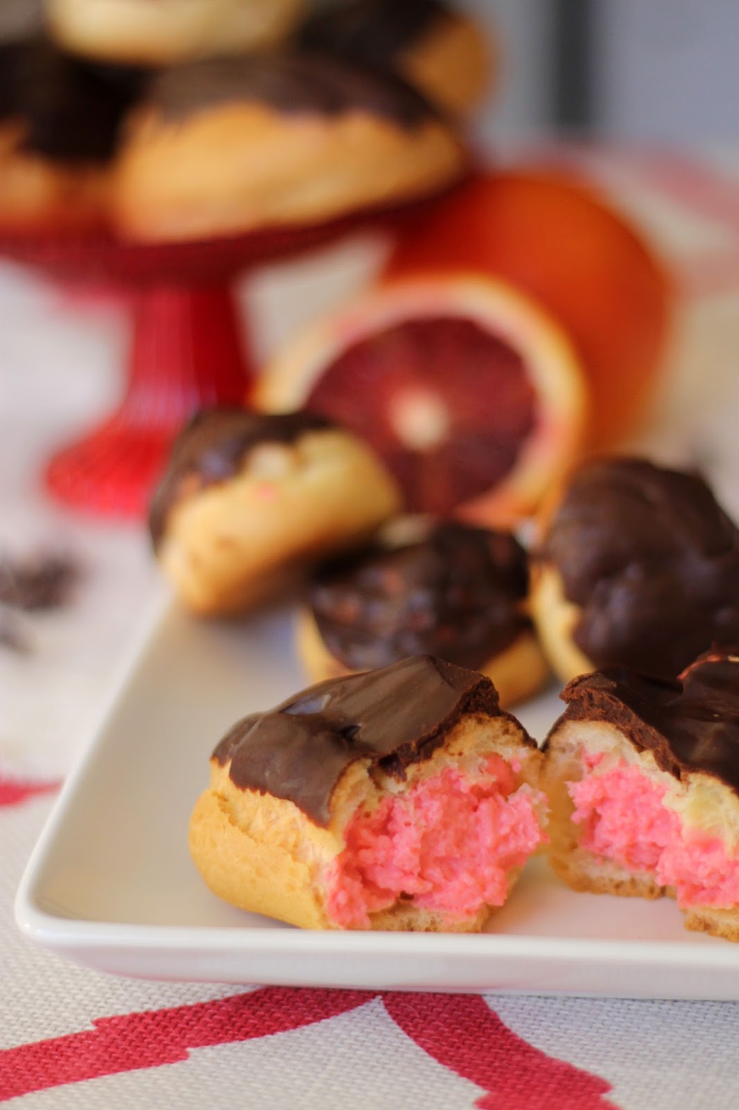 Blood Orange Dark Chocolate Eclairs