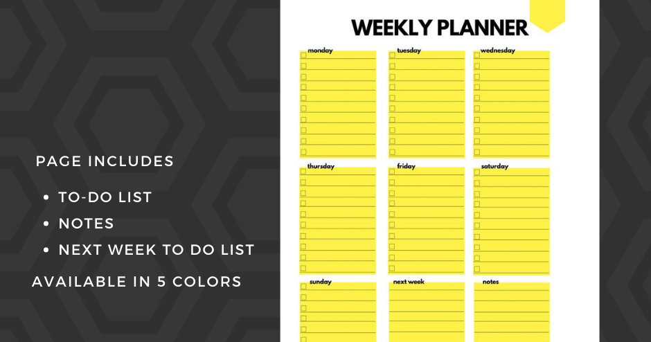 YELLOW WEEKLY PLANNER
