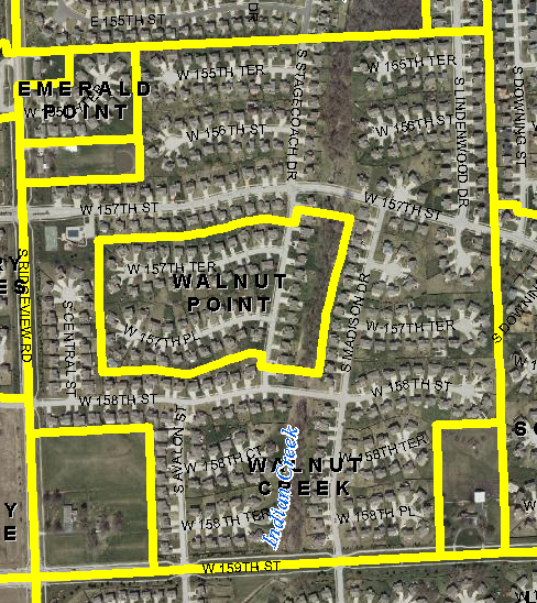 Olathe, KS. real estate stats for the Walnut Creek Subdivision