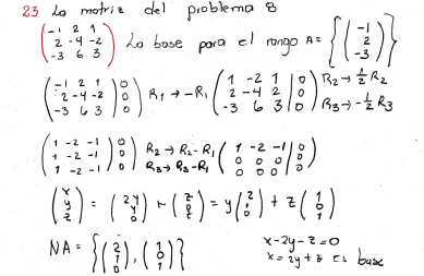 Rango, nulidad, espacio de los renglones y espacio de las columnas de ...