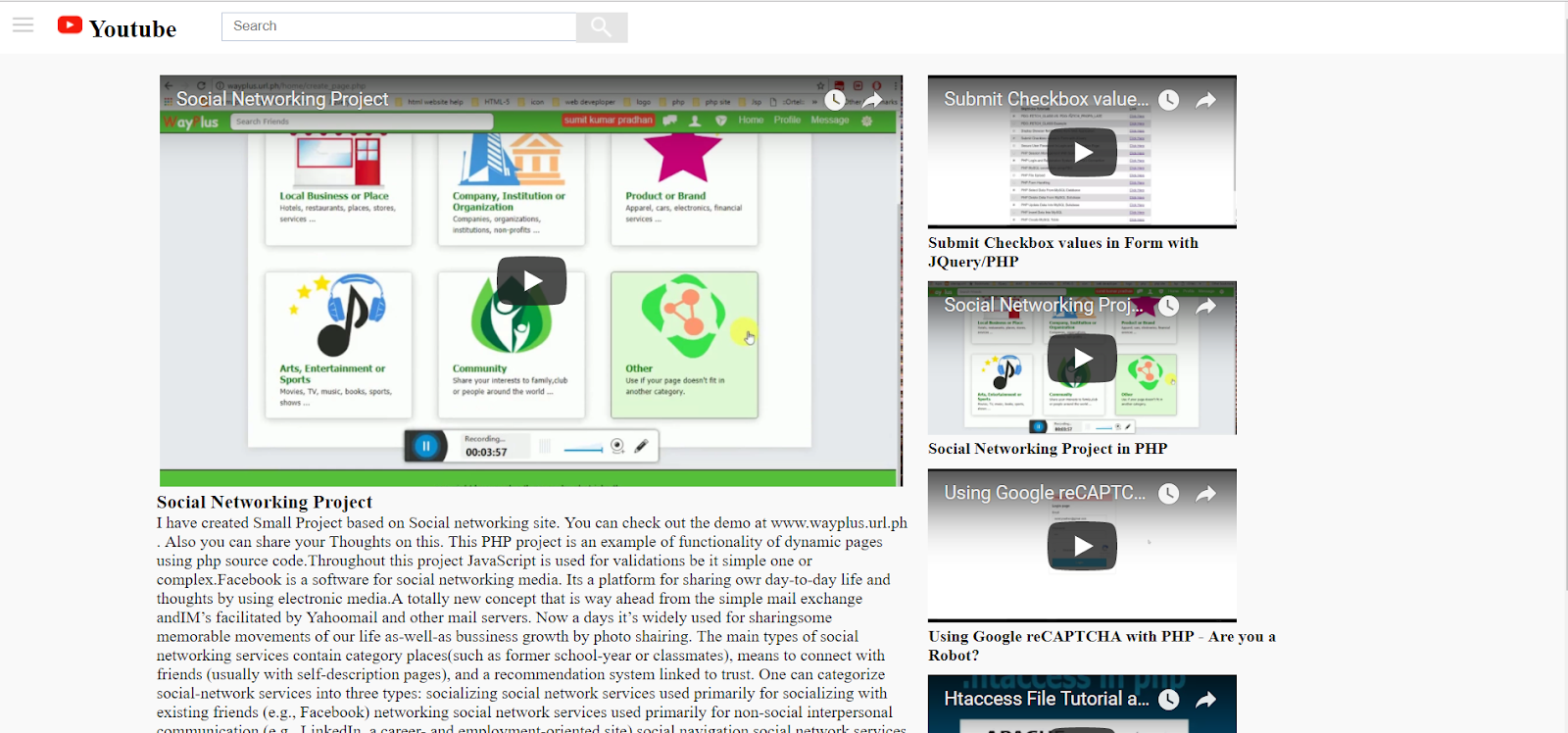 Youtube Like Template Layout Design Using HTML5 and CSS | SKPTRICKS