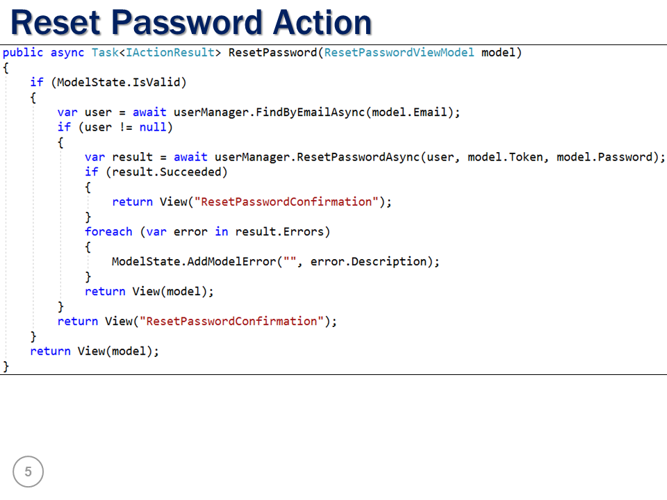 Sql server, .net and c# video tutorial: Reset password in asp.net core ...
