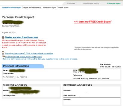 Got my Annual Credit Report from Transunion | Free By 50