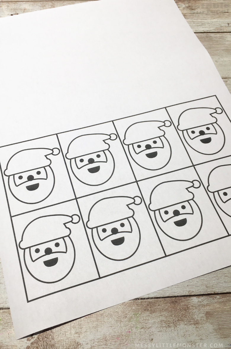 Santa pop art for kids - Messy Little Monster