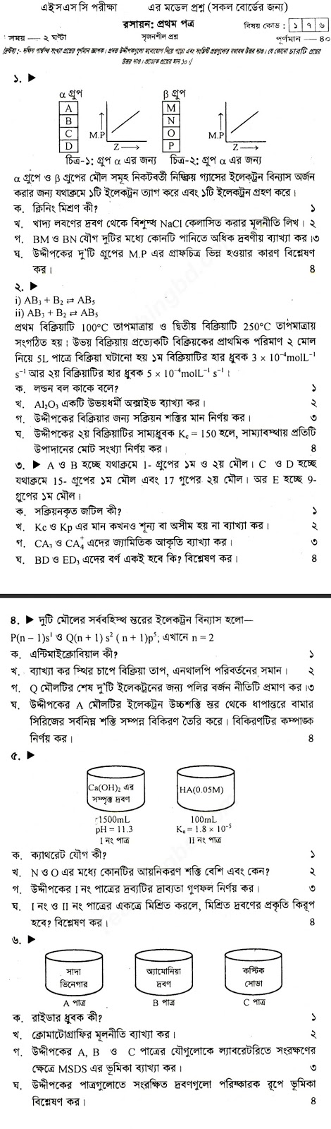 HSC Chemistry 1st Paper Model Question - 02