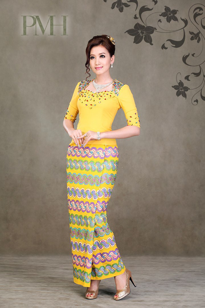 Myanmar Celebrities: Myanmar Traditional Dress - Yu Thandar Tin