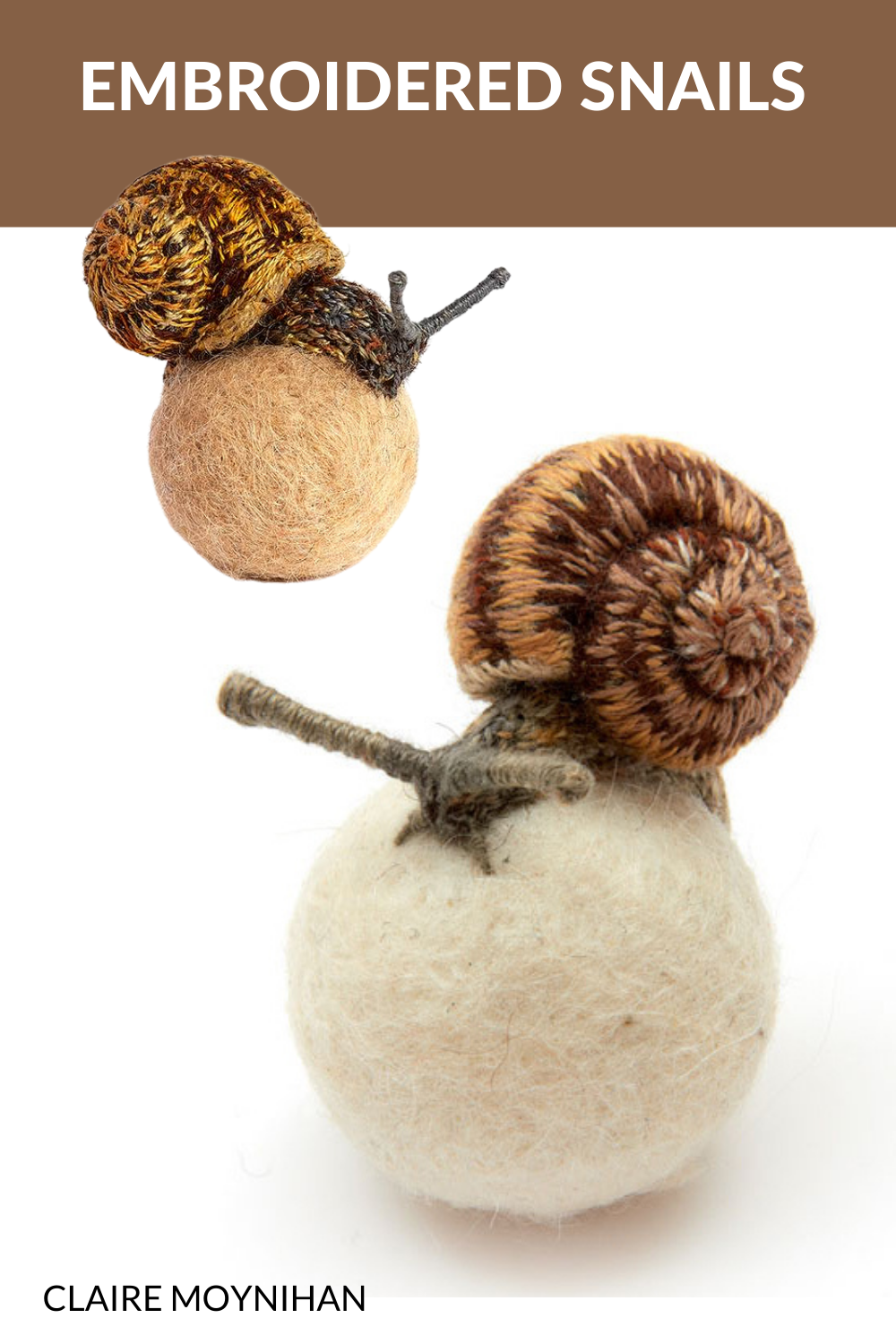 Embroidered Snails and Insects by Claire Moynihan