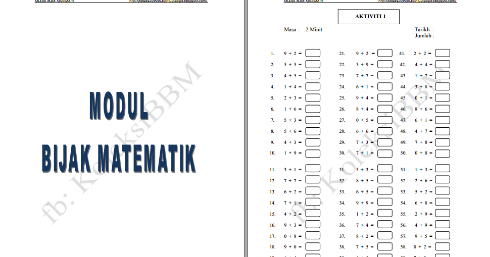 BAHAN UPSR 2016: MODUL BIJAK MATEMATIK | LATIH TUBI OPERASI MATEMATIK