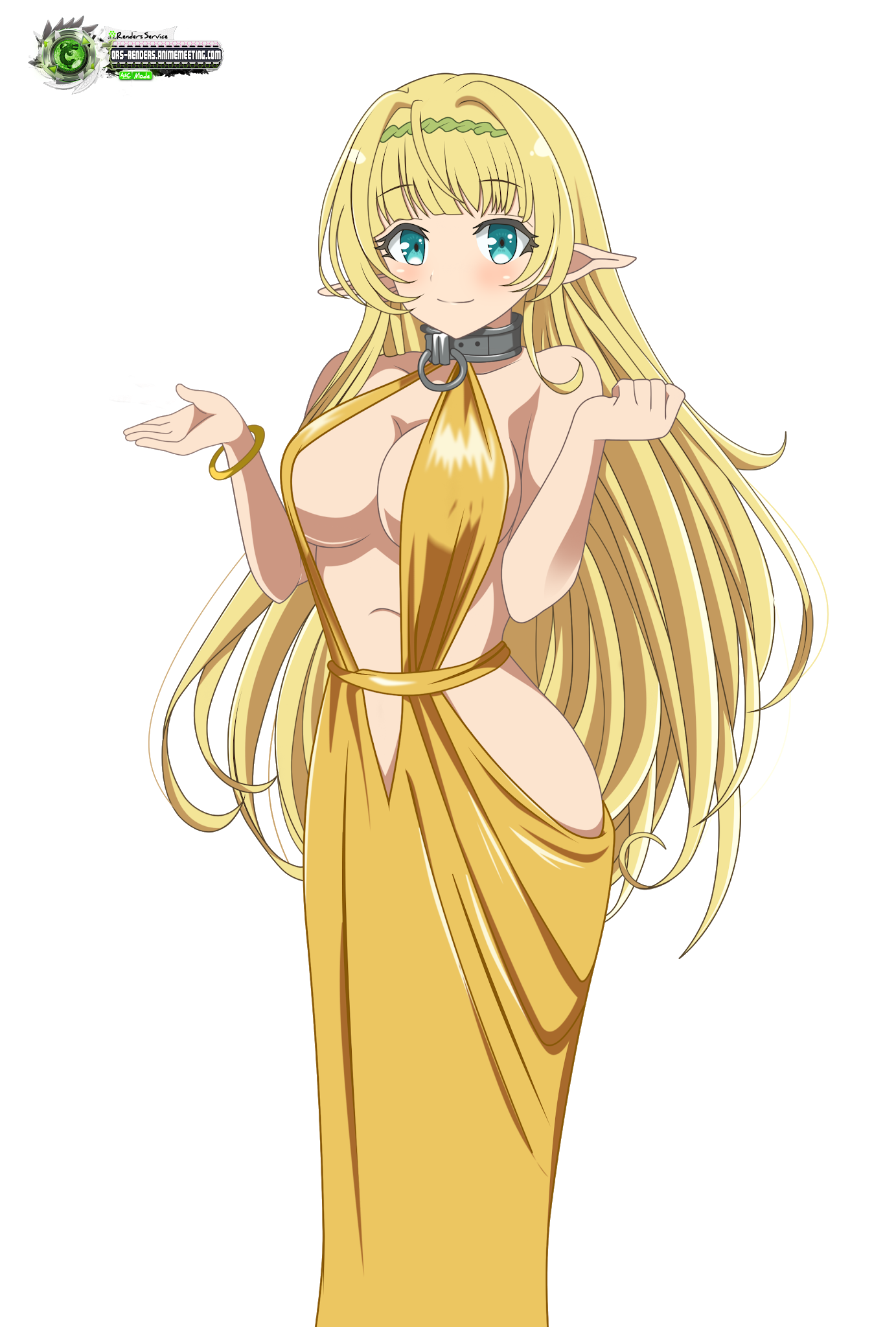 Isekai Maoushera L Greenwood Hyper Sexy Golden Dress Hd Vector Ors Anime Renders