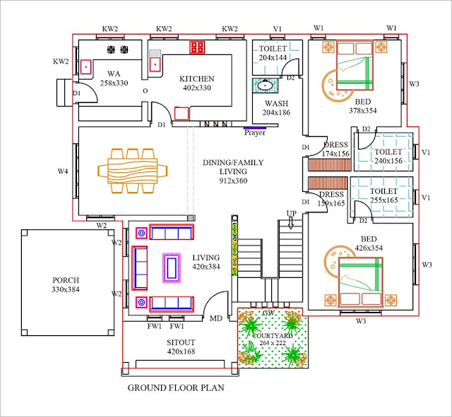 4 Bedroom Contemporary Home Design in Narrow Plot with Free Plan ...