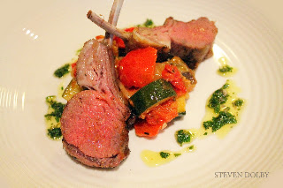 Roasted rack of New Zealand lamb with ratatouille and mint persillade ...