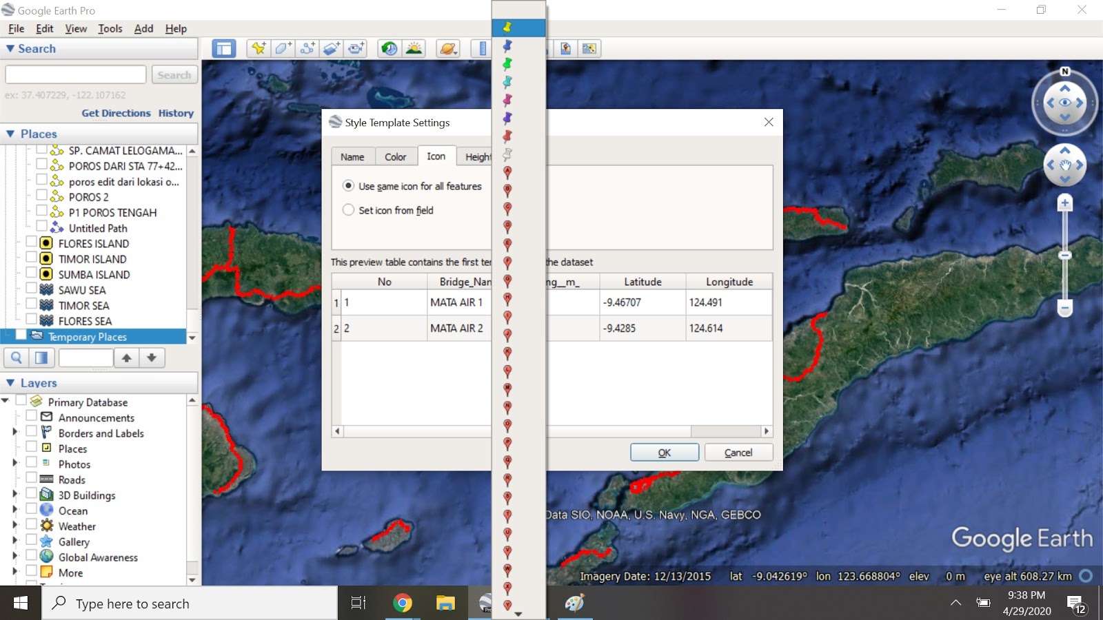 Enter Excel Data Into Google Earth Pro (Desktop)