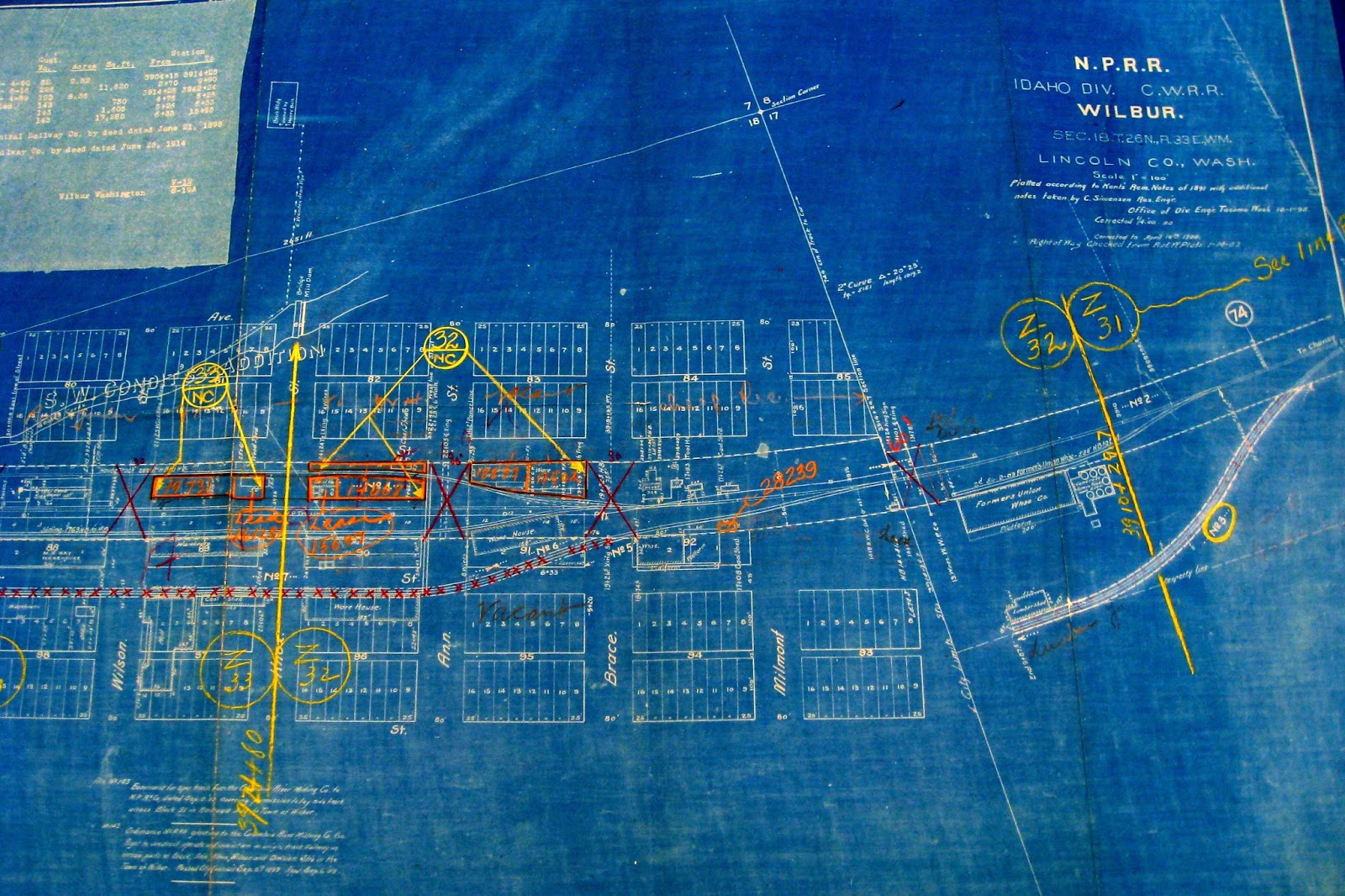 Big Bend Railroad History: NP ROW Map--Wilbur