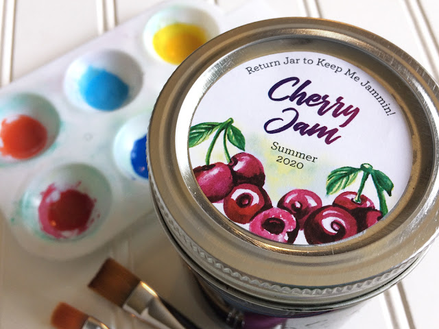 Colorful Adhesive Canning Jar Labels: Custom & Blank Watercolor Cherry ...