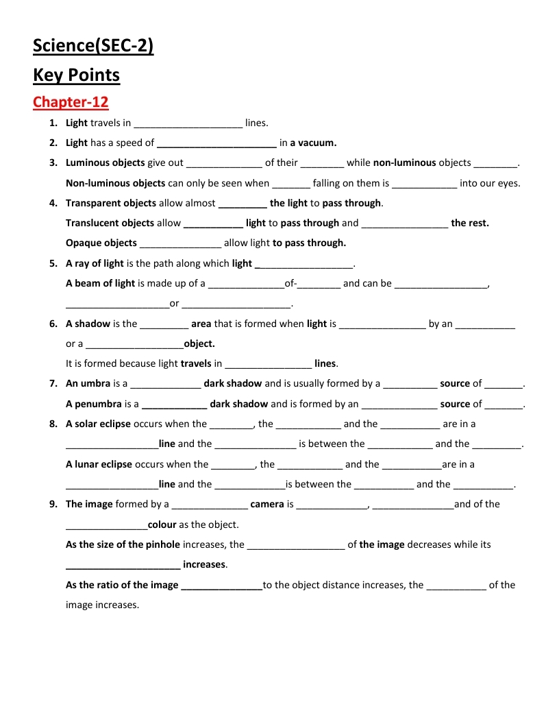 SCIENCE Secondary Two: Science Sec2 (Key Points)