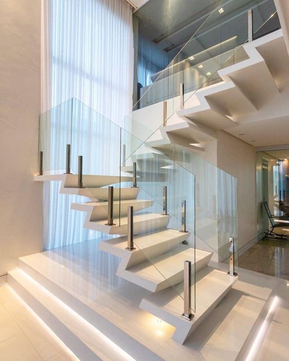 48 Luxury Glass Staircase Design Ideas For Your Dream Home | ARA HOME