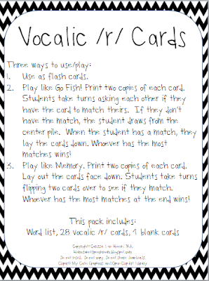 Vocalic /r/ Cards *Freebie*