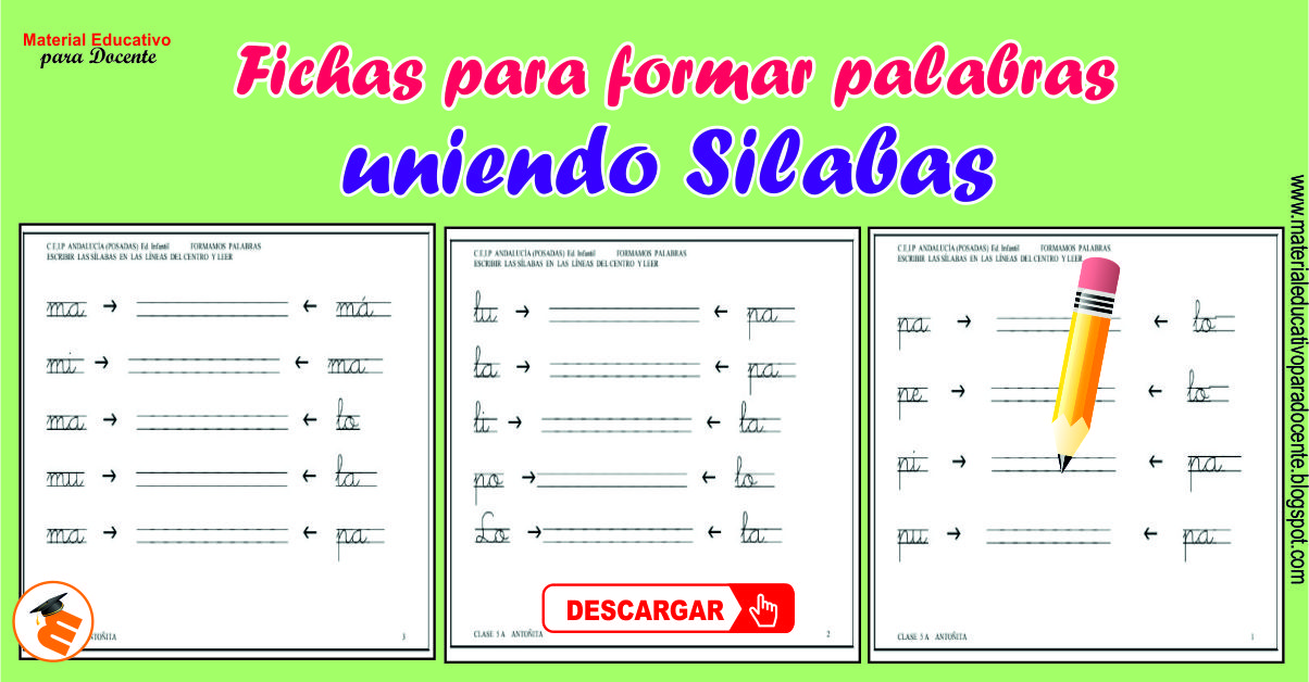 Material Educativo: Fichas para formar palabras a partir de silabas