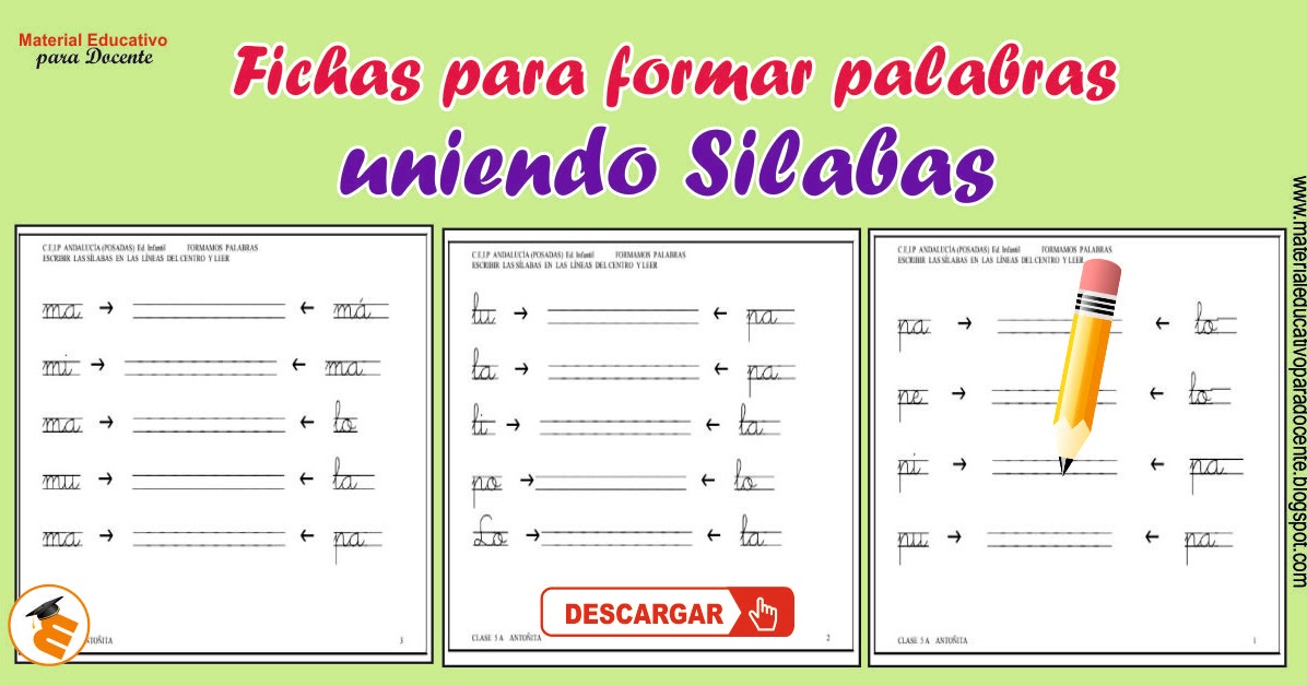 Material Educativo: Fichas para formar palabras a partir de silabas